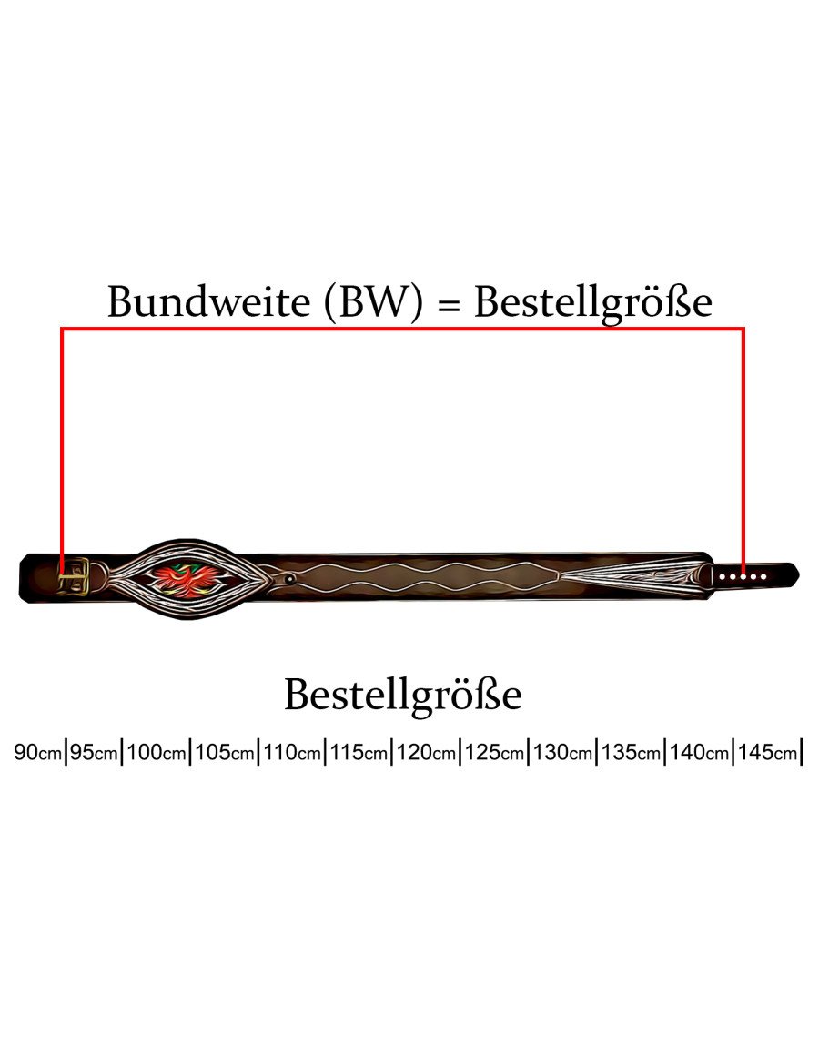 Alpenlife Ranzen Trachtengürtel Bayern, schwarz, Gr. 95cm-145cm